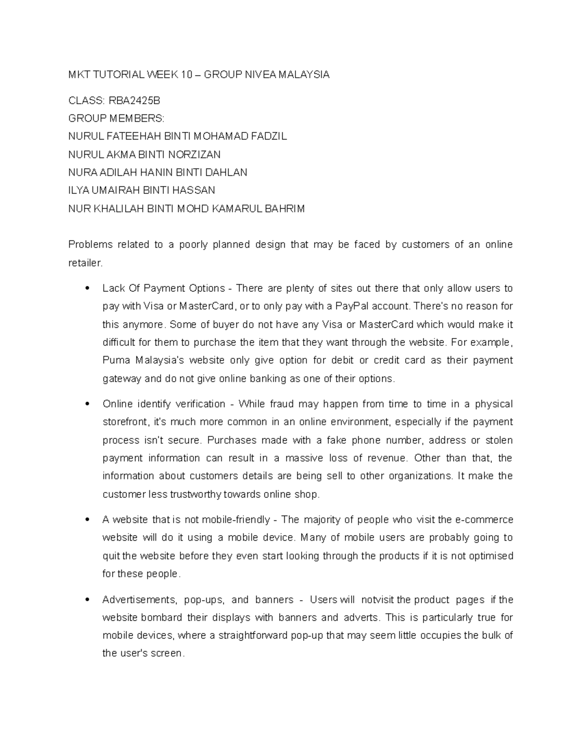 MKT Tutorial WEEK 10 - Group Nivea - MKT TUTORIAL WEEK 10 – GROUP NIVEA MALAYSIA CLASS: RBA2425B ...