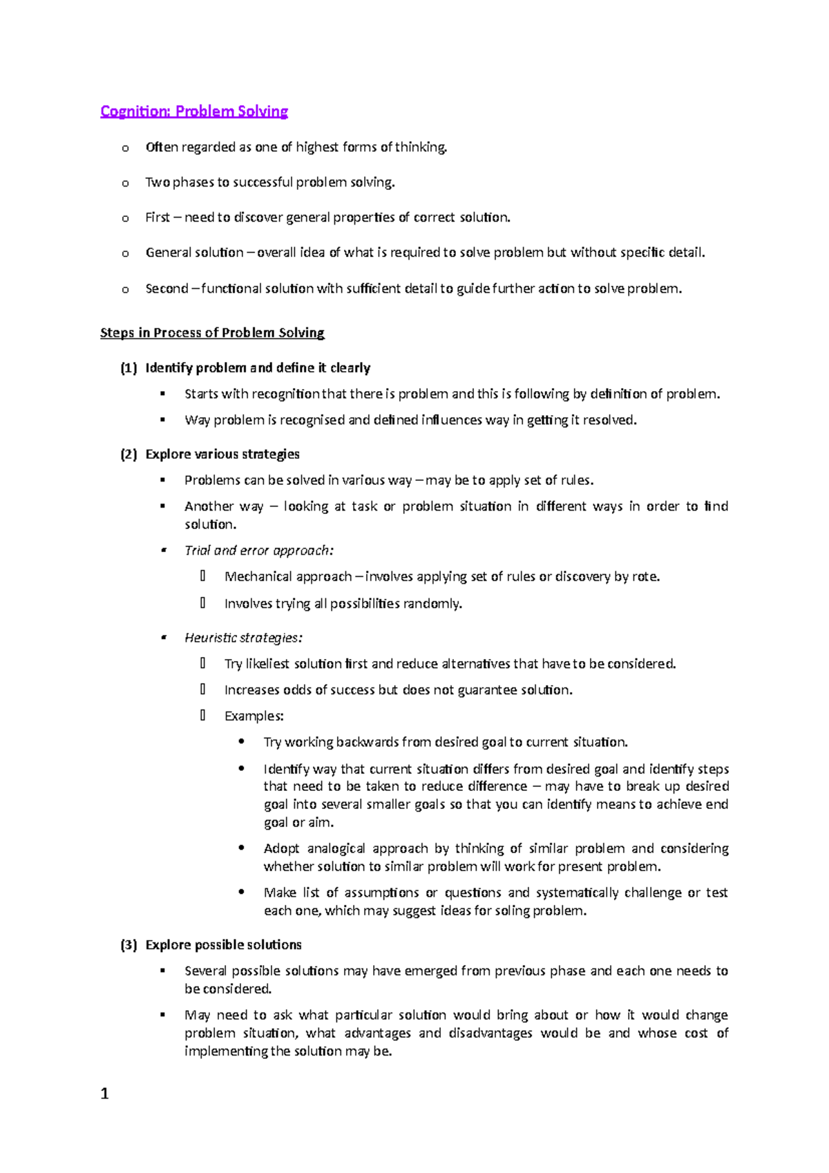 Basic Psychology PYC1501: Cognition - Problem Solving - Cognition ...