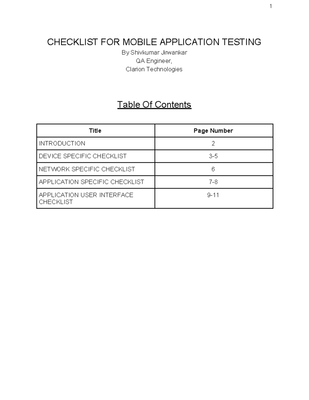 Checklist For Mobile Application Testing Checklist For Mobile Application Testing By Shivkumar