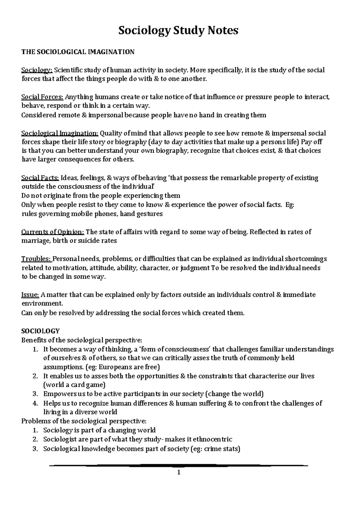 Sociology Study Notes - More specifically, it is the study of the ...