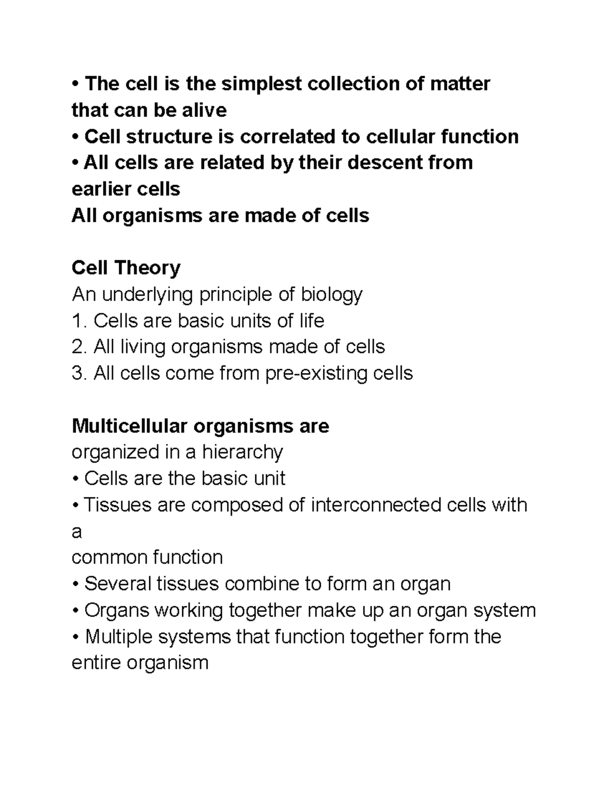 BIOL 1345 Module 3 Cell Structure - The cell is the simplest collection ...