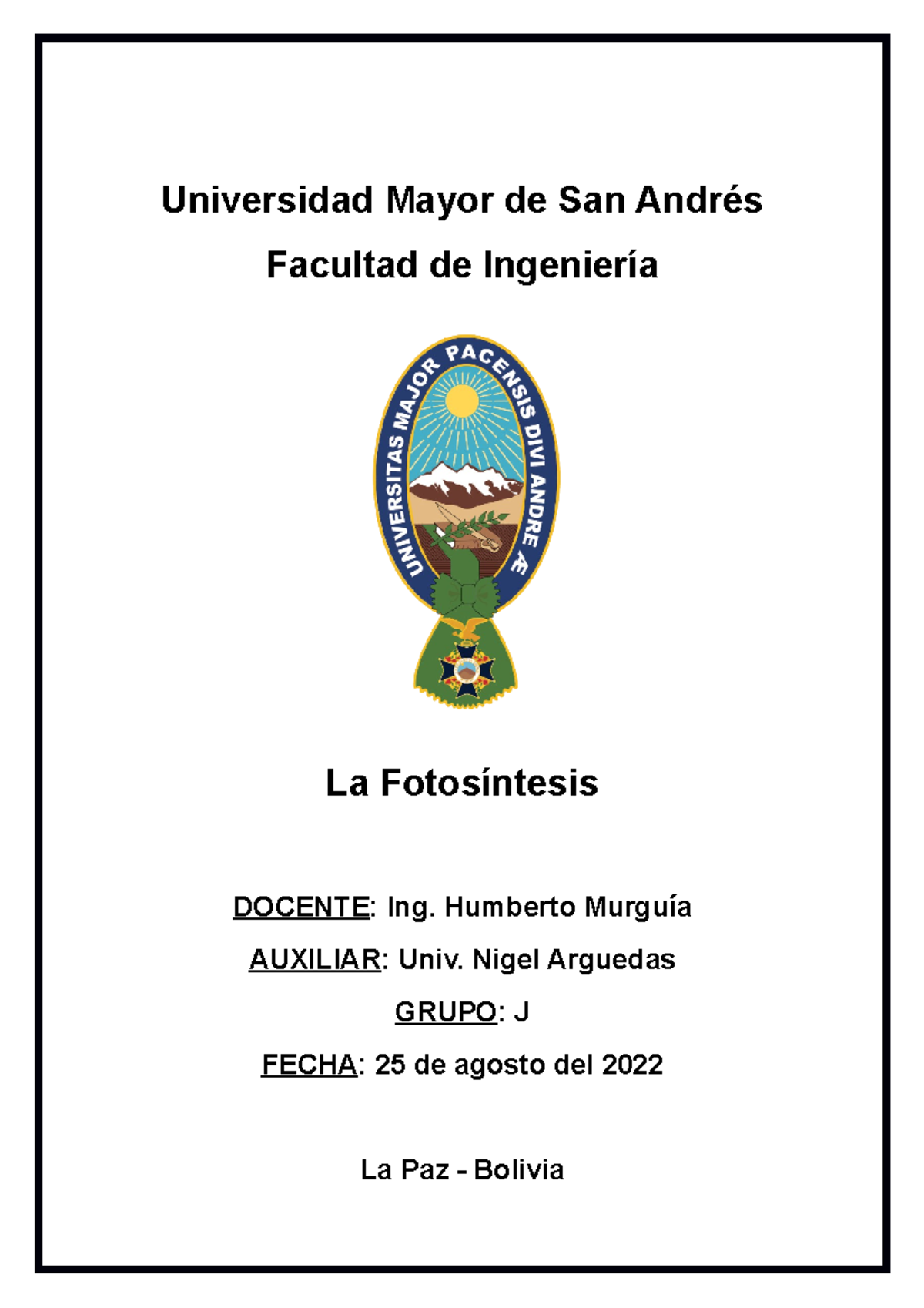Universidad Mayor de San Andrés - Universidad Mayor de San Andrés ...