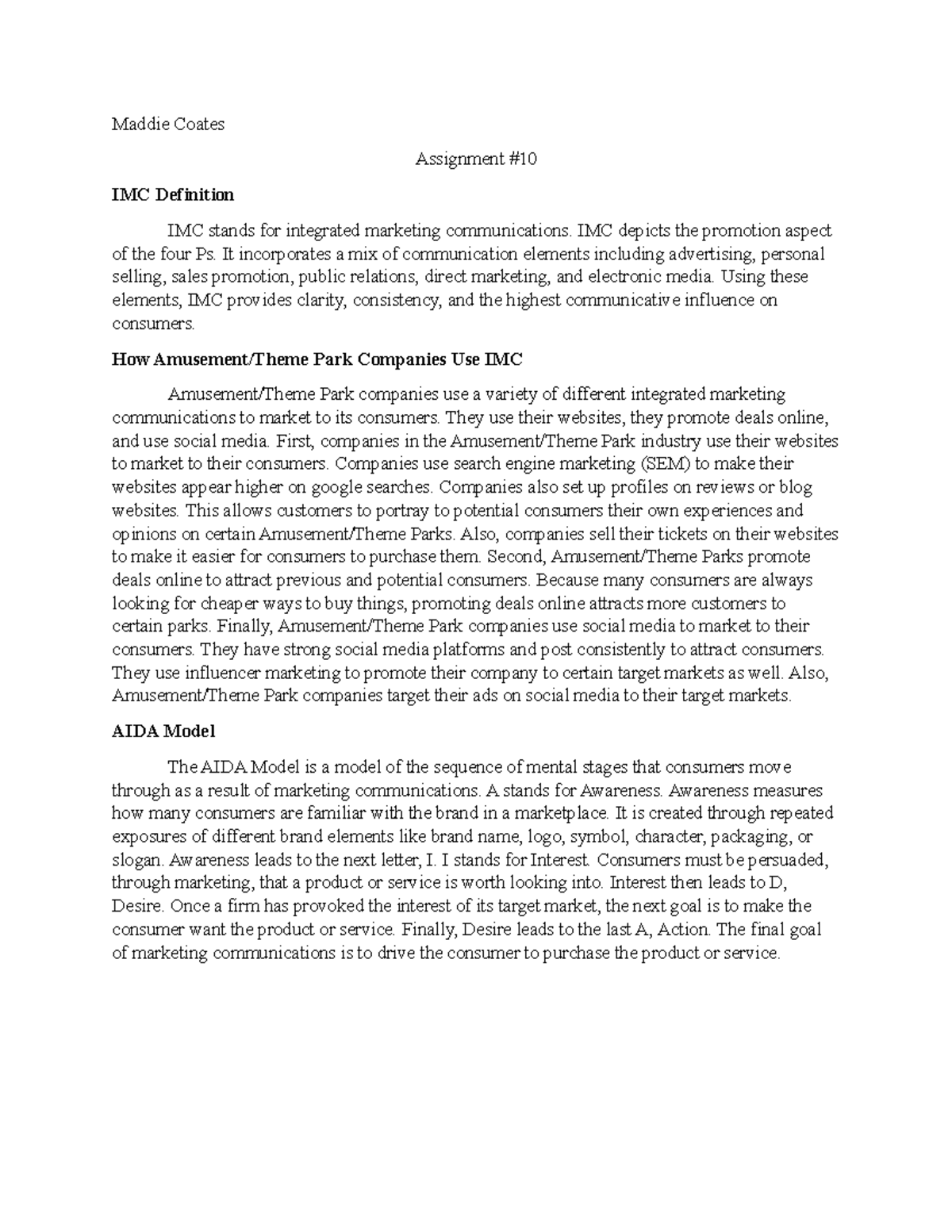 Assignment 10 - Define IMC. What does it include? How do companies in ...
