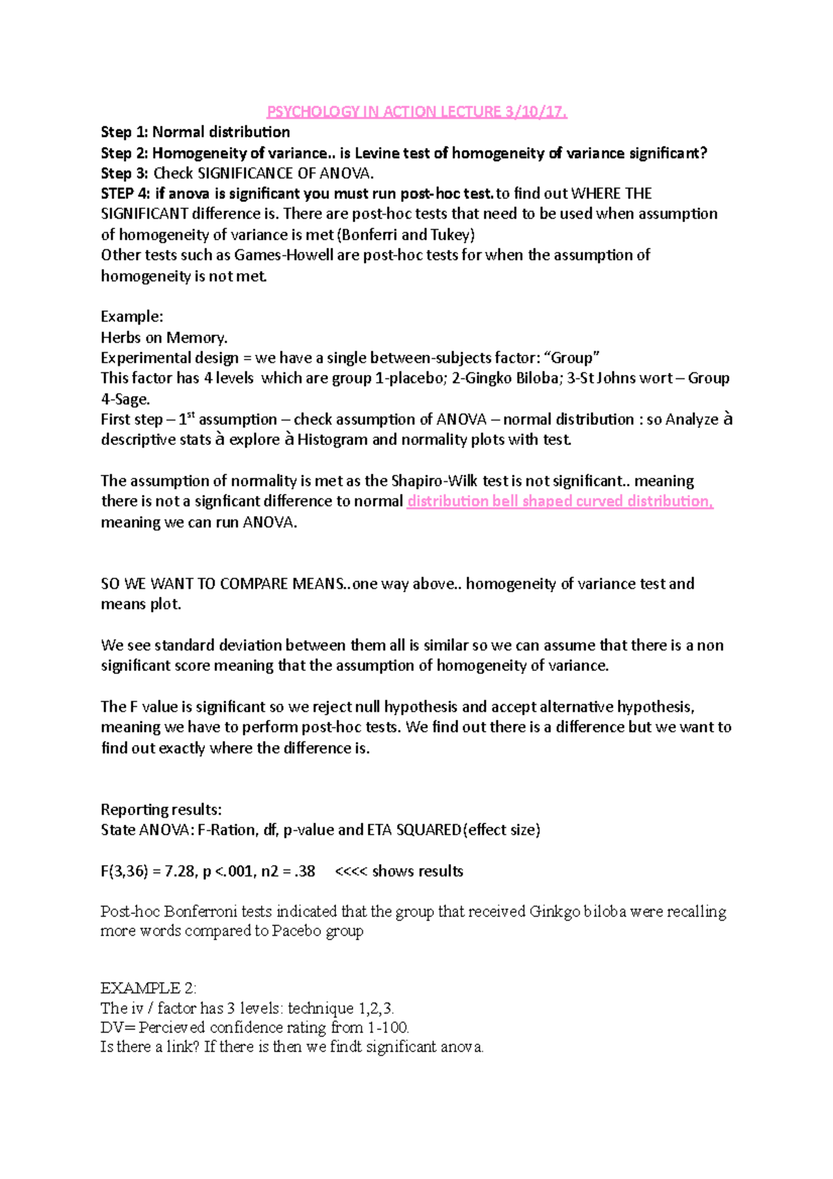 Psychology IN Action Lecture 3 - PSYCHOLOGY IN ACTION LECTURE 3/10/17 ...