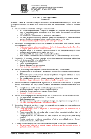 management advisory services by agamata answer key - Management ...