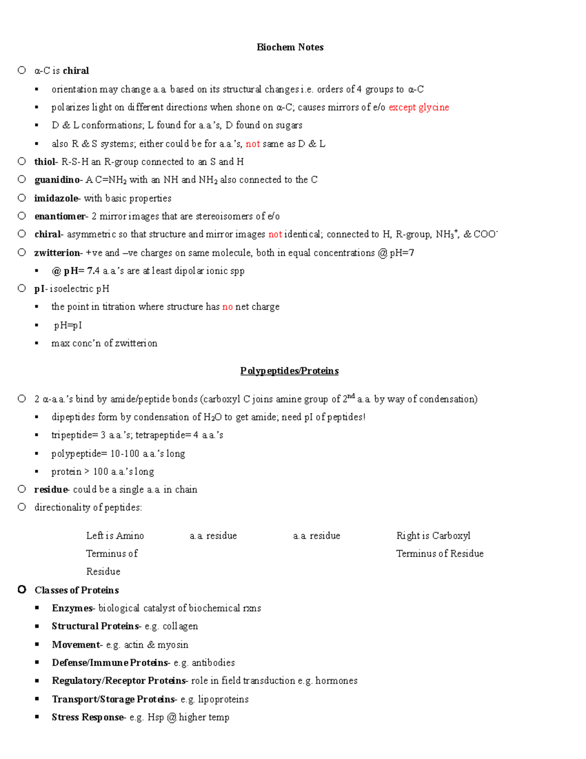 Biochemistry Notes Midterm Ii Lecture Notes Lectures 13 Midterm Ii