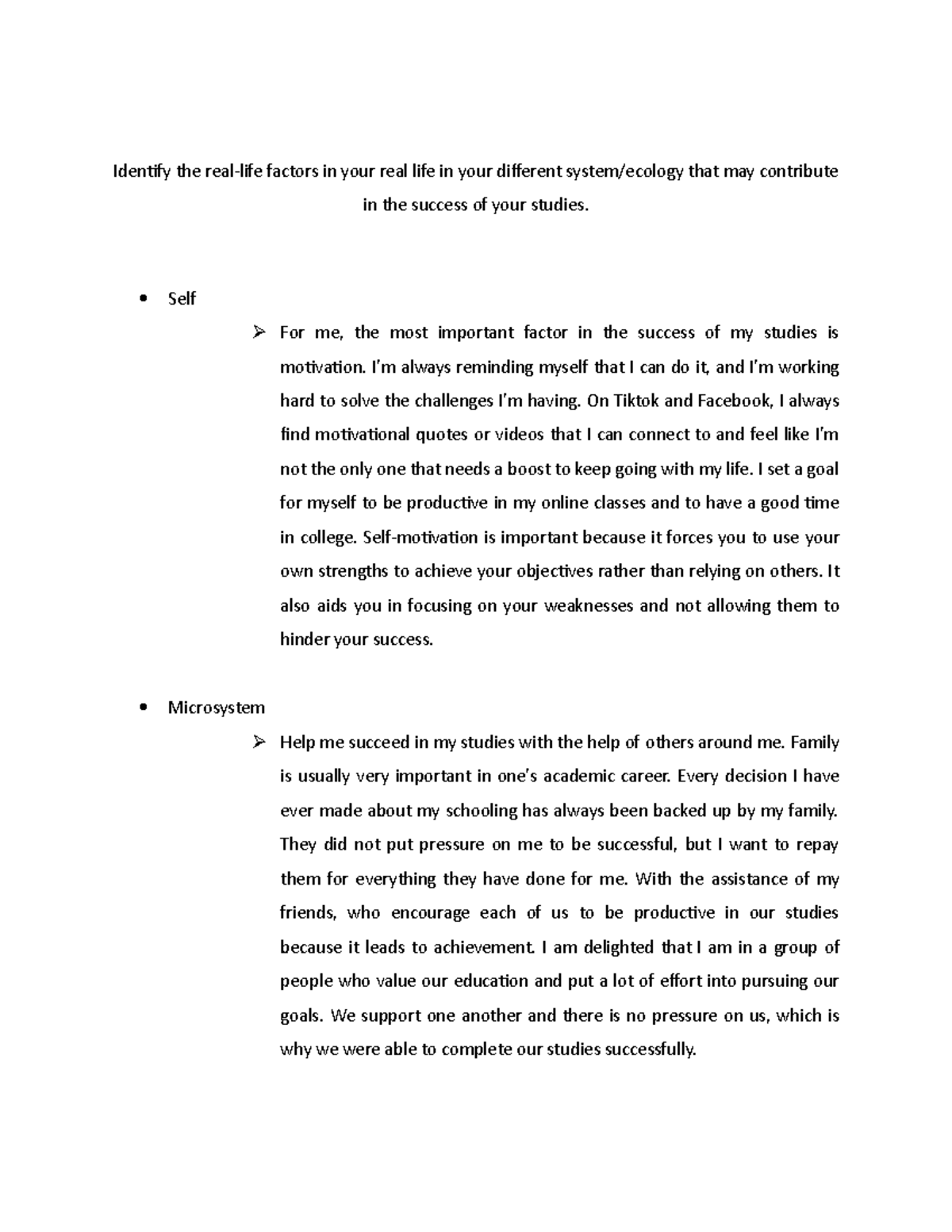 PSY 1A - Understanding The Self - Identify the real-life factors in ...