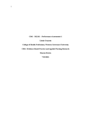 C361 Task 1 Pediatric IV Infiltration or Extravasation - C361 - WGU ...