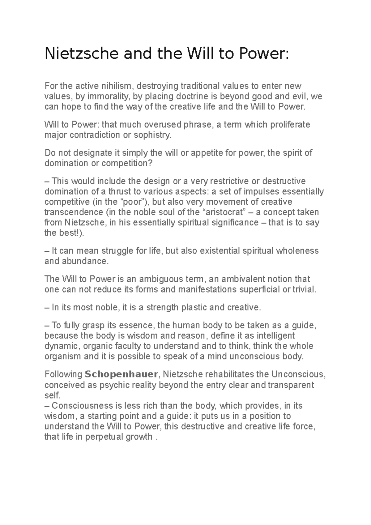 Nietzsche and the Will to Power - Will to Power: that much overused ...