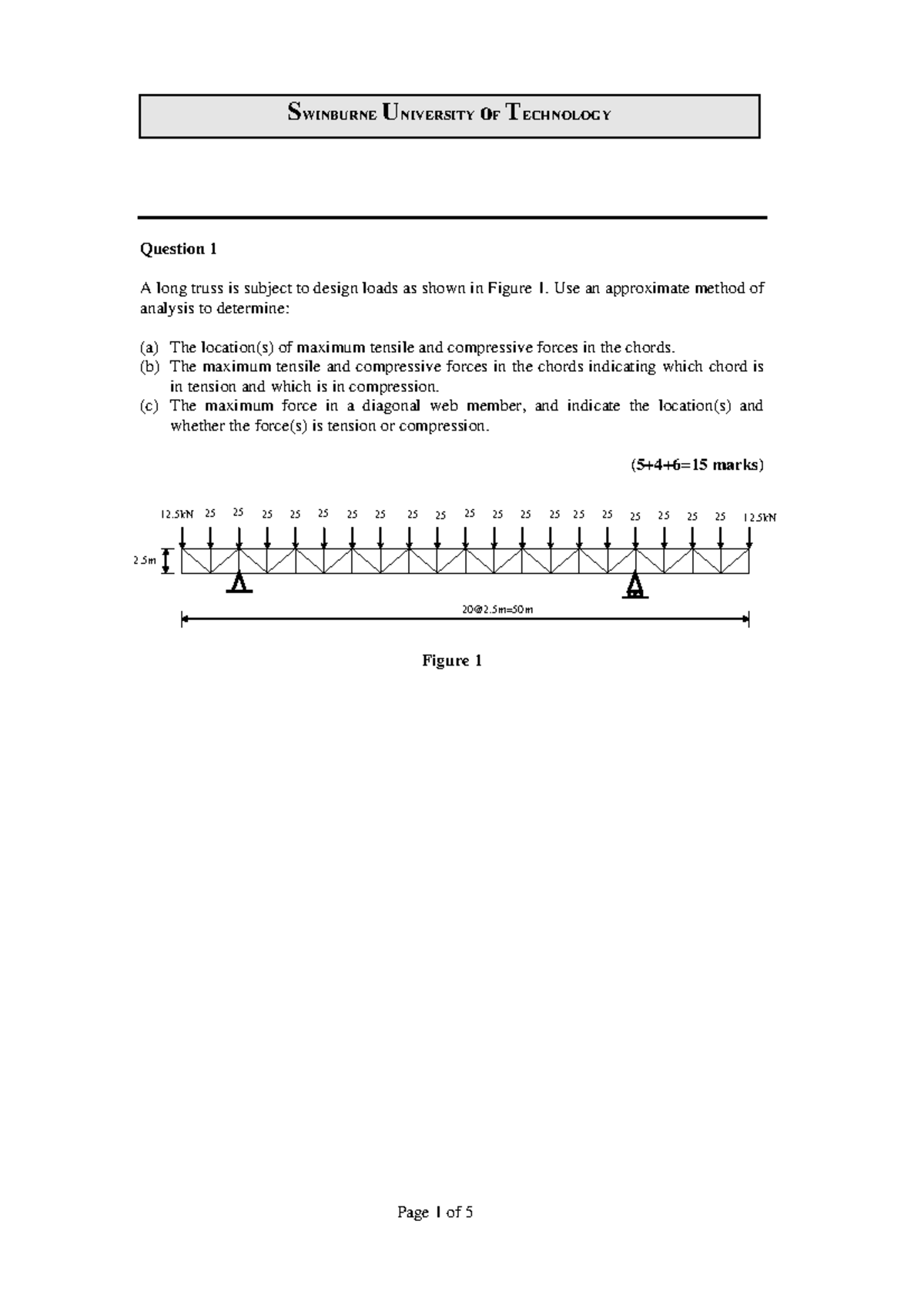 Sample/practice exam 10 April 2016, questions - CVE30002 Design of ...