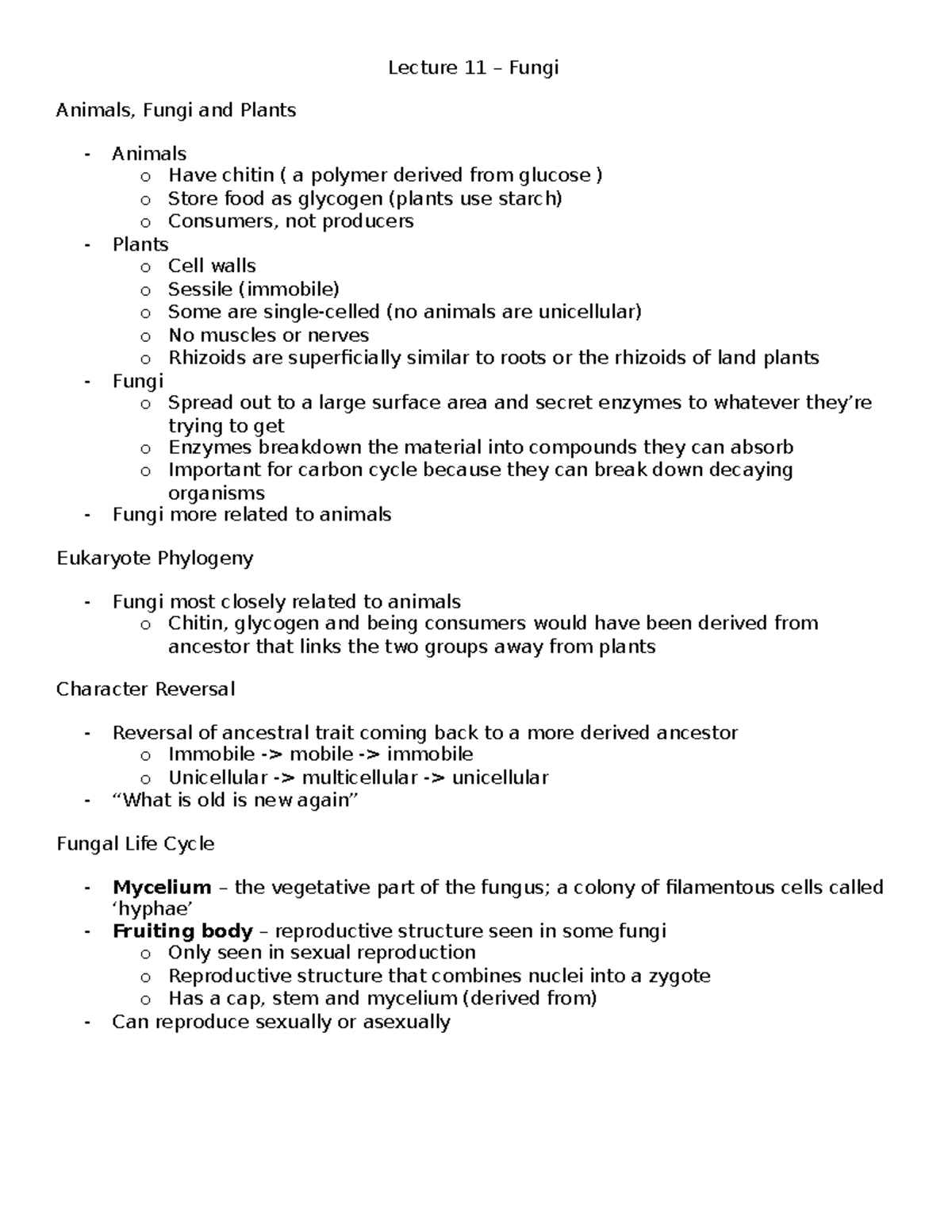 Lecture 11 - Fungi - Lecture 11 – Fungi Animals, Fungi and Plants ...