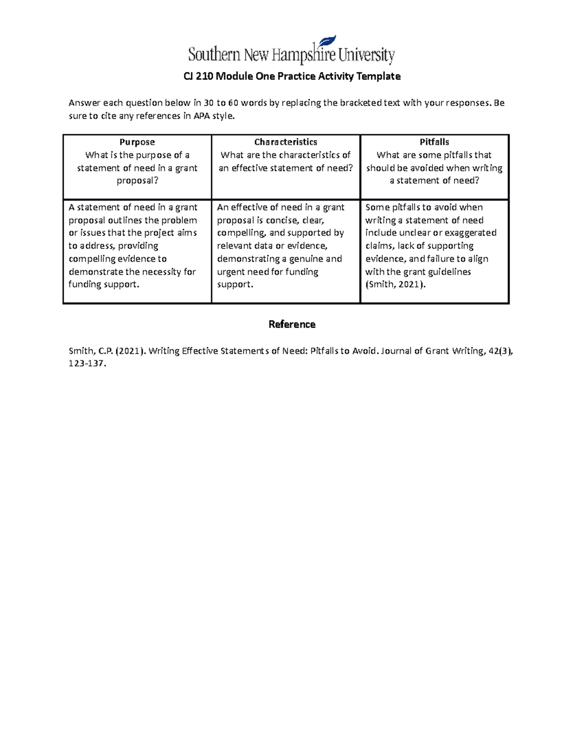 CJ 210 Module One Practice Activity - Be sure to cite any references in ...
