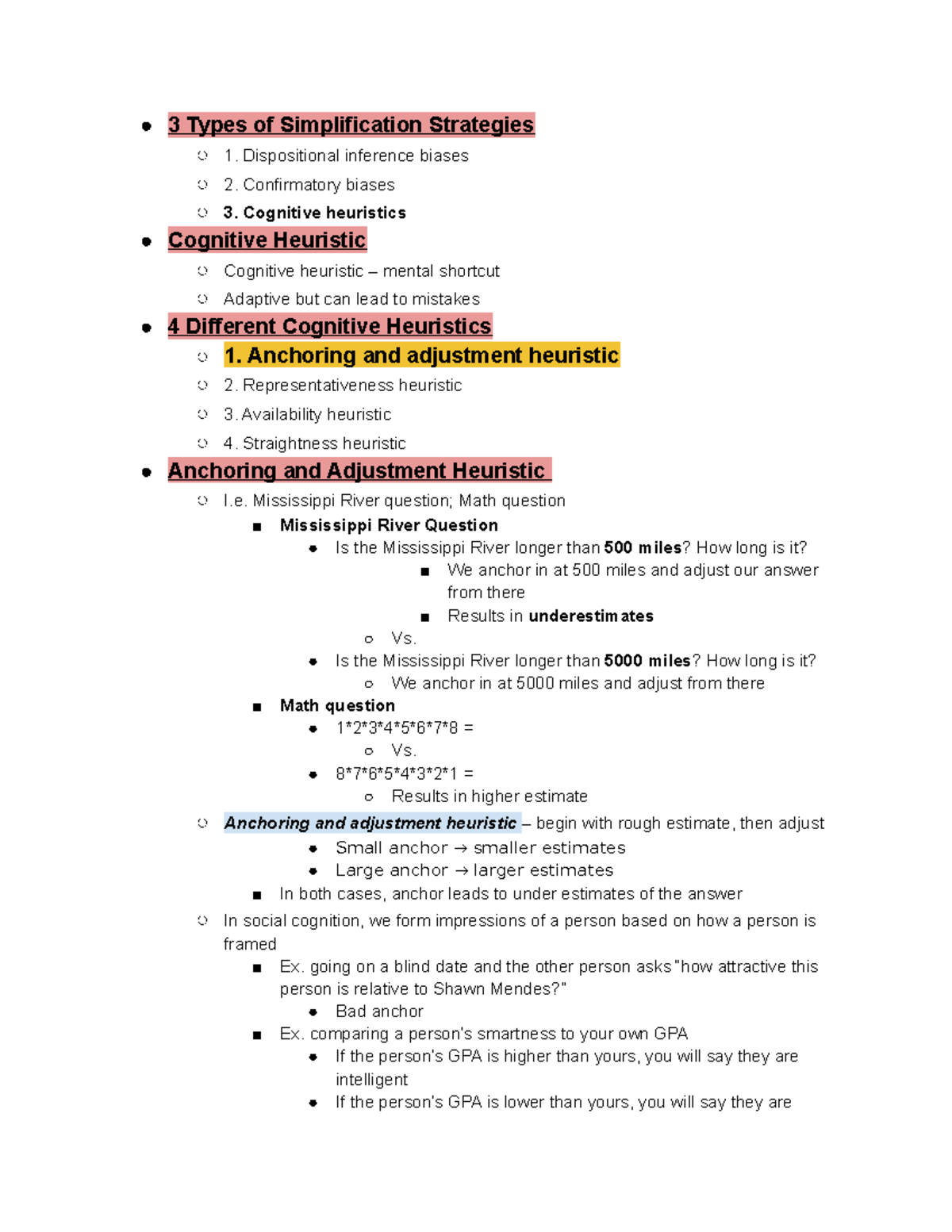 Lec12 Social Cognition II - 3 Types of Simplification Strategies 1 ...