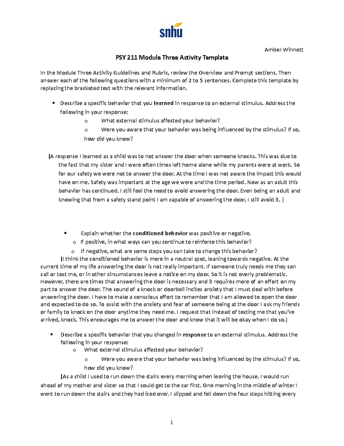 Module 3 assignment - Amber Winnett PSY 211 Module Three Activity ...