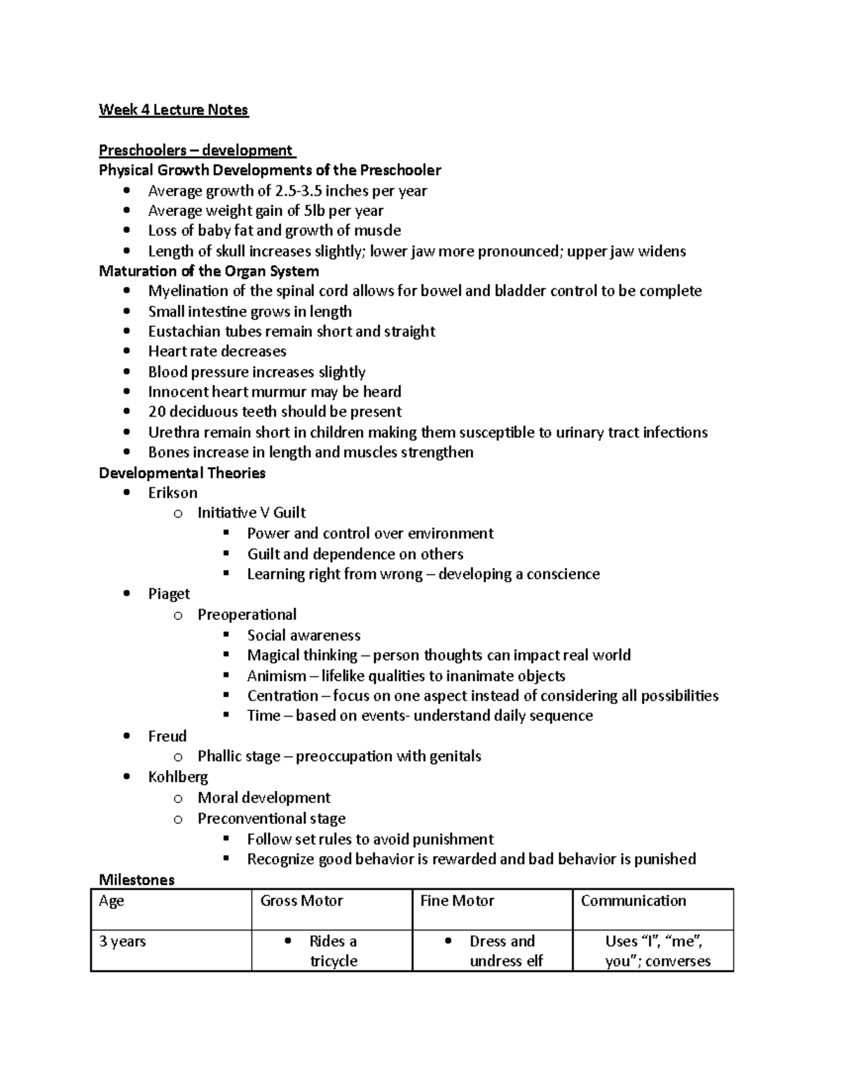 Week 4 Lecture Notes Dr Merrell Dr Simmons Week 4 Lecture Notes Preschoolers Development