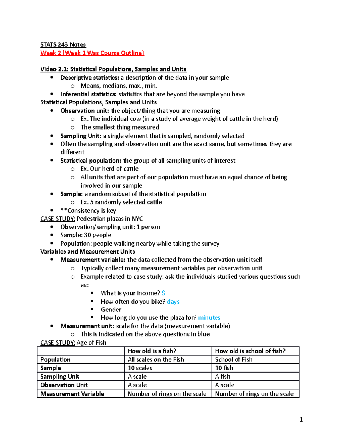 Stats Notes - STATS 243 Notes Week 2 (Week 1 Was Course Outline) Video ...