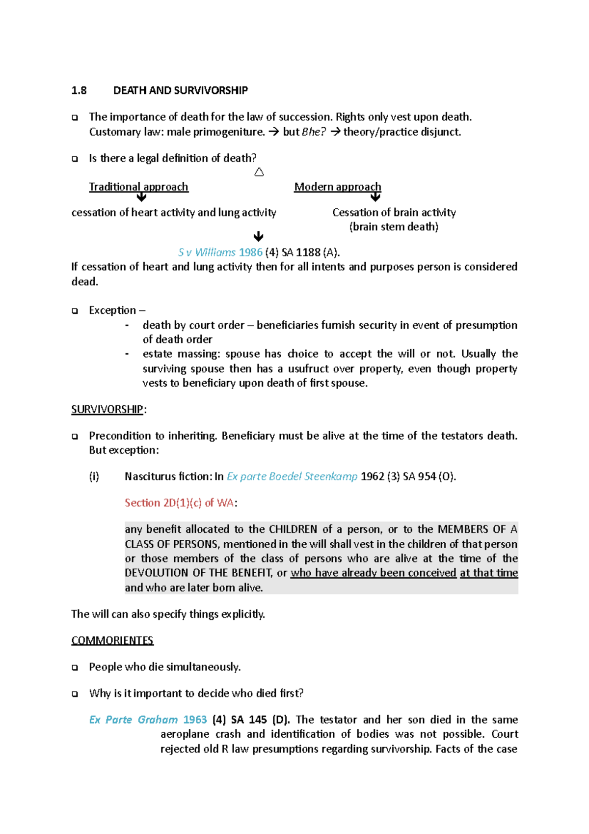 Week 5 - 1 - Week 5 - 1.8+Death+and+survivorship - 1 DEATH AND ...