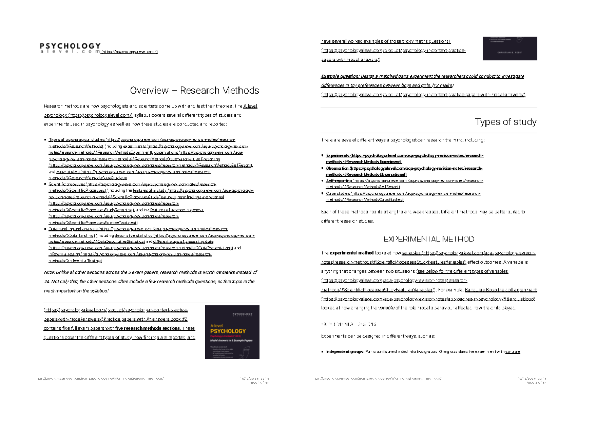 Research Methods - Psychology A Level - Overview – Research Methods ...