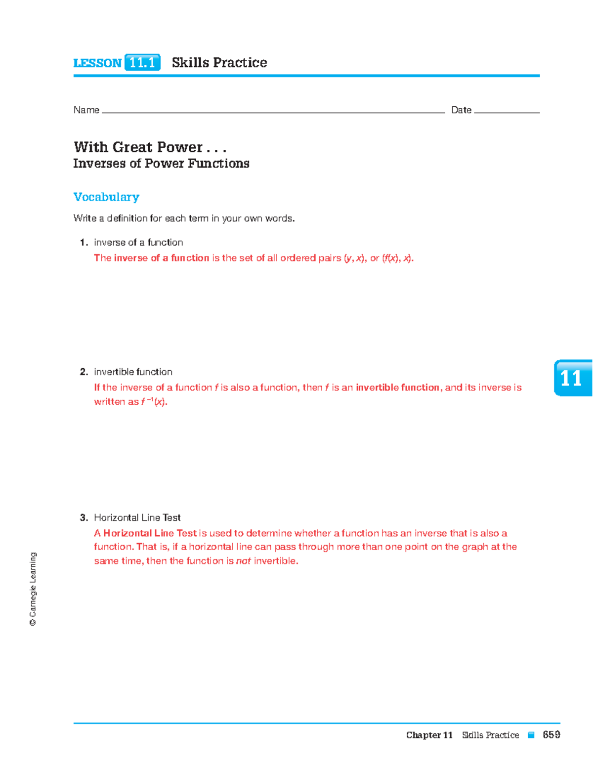 1983307242189783270 - © Carnegie Learning 11 Lesson 11 Skills Practice ...