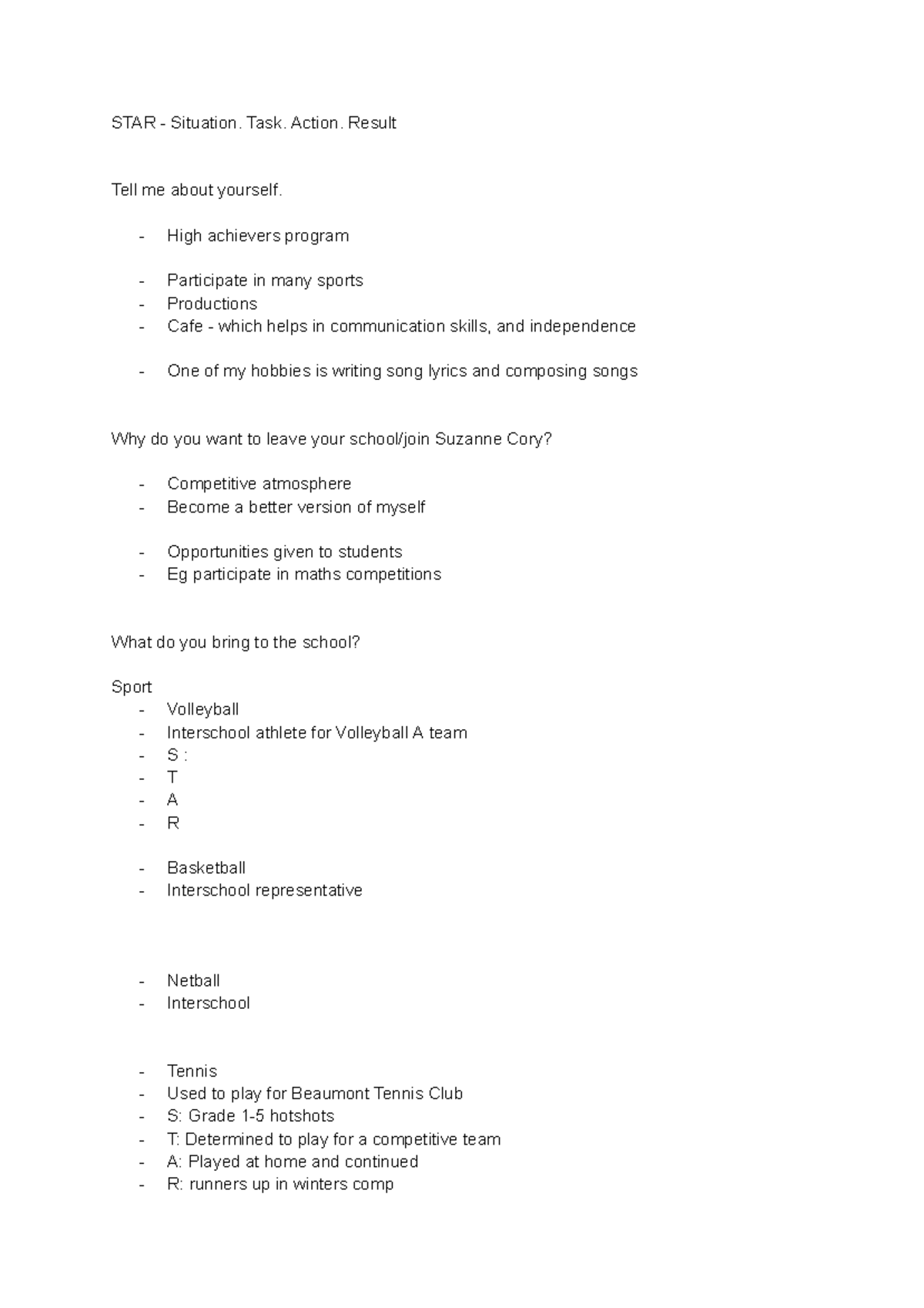 Interview prep - Google Docs - STAR - Situation. Task. Action. Result ...