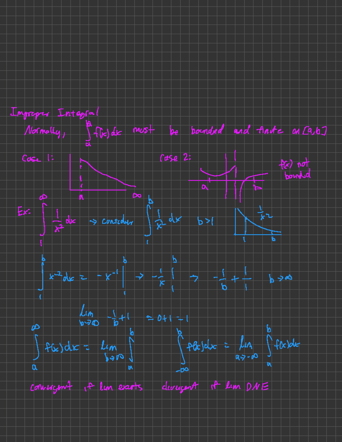 Improper Integral - Supplementary lecture notes from professor leonard ...