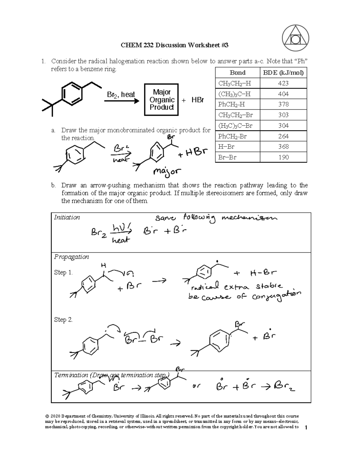 Disc Worksheet 3 - 1 CHEM 232 Discussion Worksheet # Consider the ...