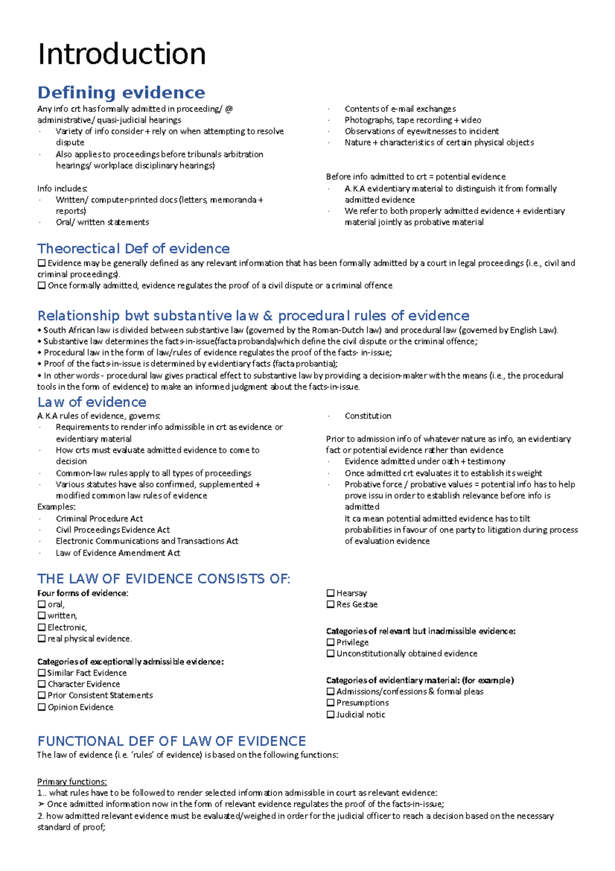 Introduction - Introduction Defining evidence Any info crt has formally ...
