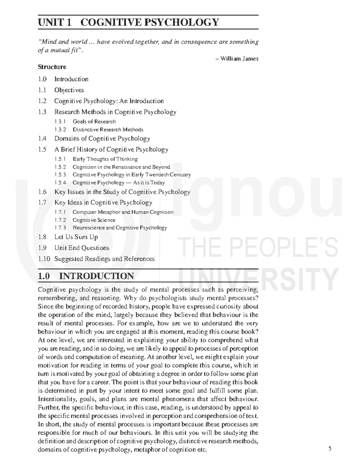 Block-1 - 5 Cognitive Psychology UNIT 1 COGNITIVE PSYCHOLOGY “Mind and ...