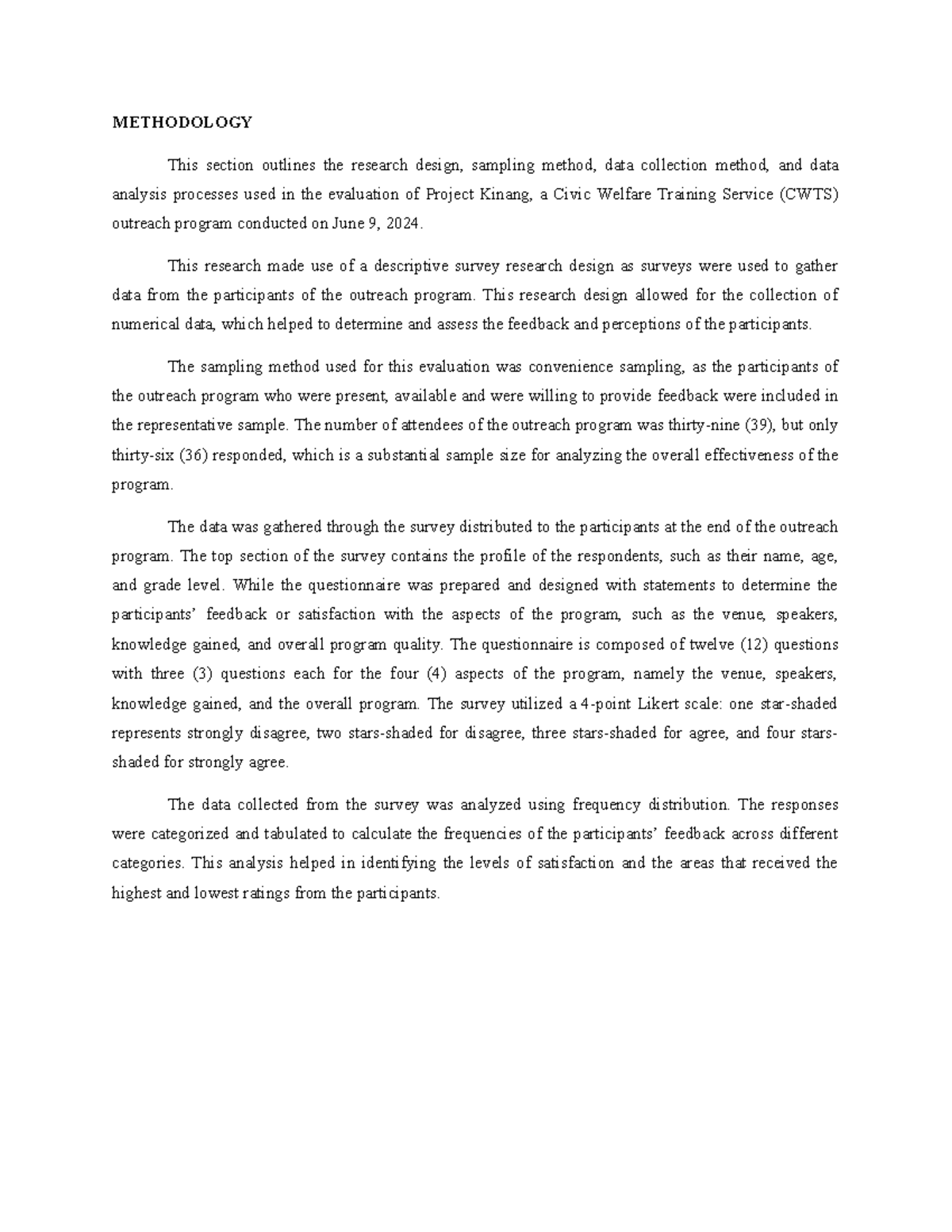 CWTS- Outreach - Notes - METHODOLOGY This section outlines the research ...