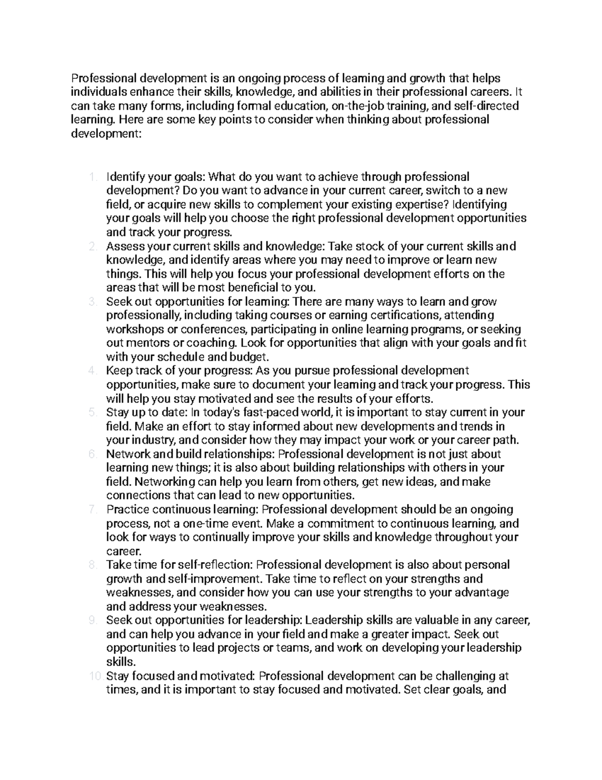 Intro to professional development - Professional development is an ...