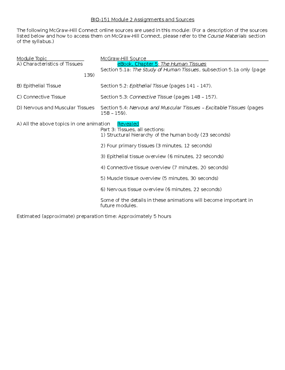Module 2 Assignments and Sources - BIO-151 Module 2 Assignments and ...