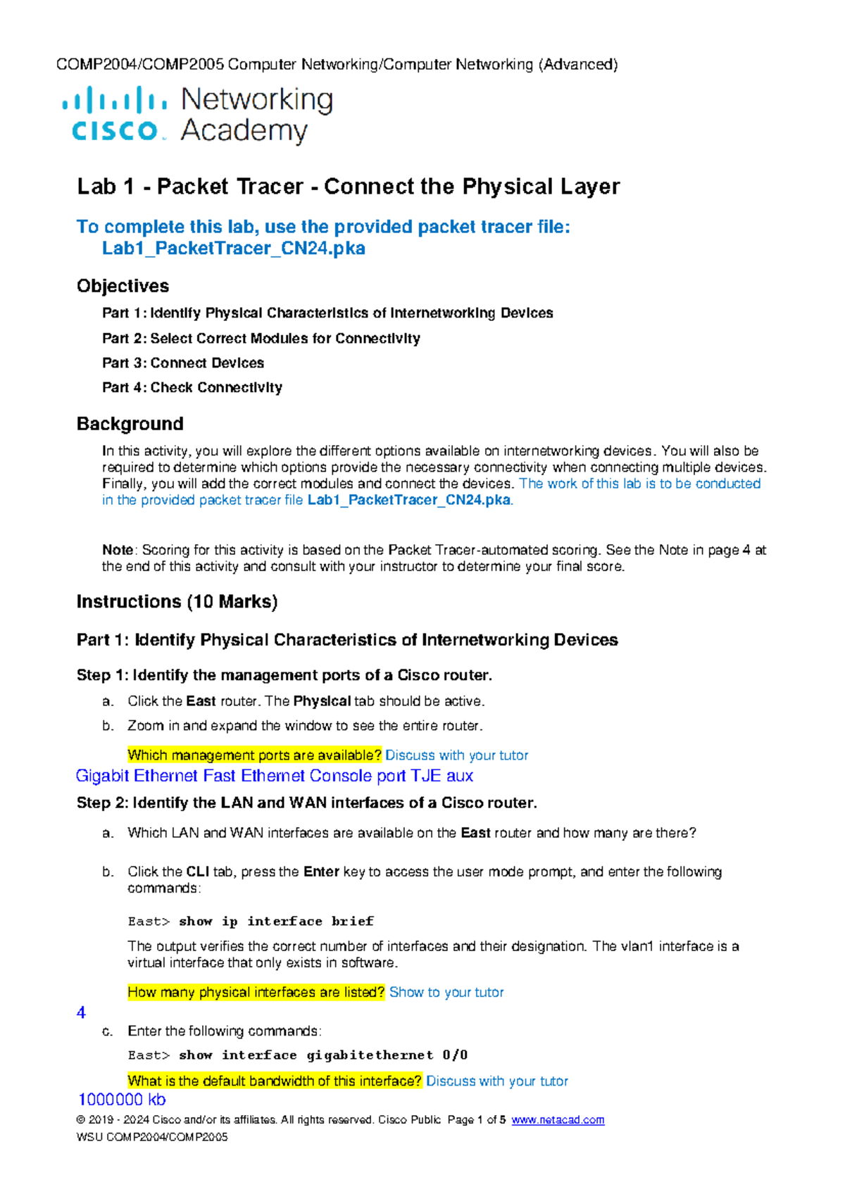 Week 2 Lab 2 Comp 2004 - COMP2004/COMP2005 Computer Networking/Computer Networking (Advanced ...
