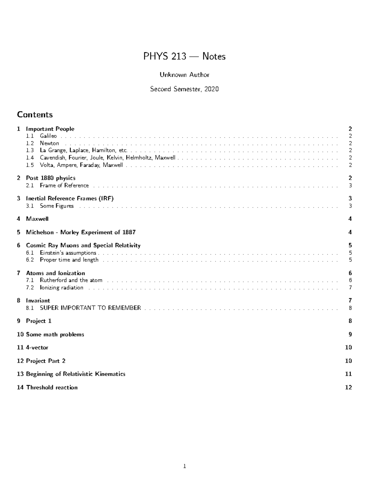 Basic Notes 1 - Lecture - Intro to Modern Physics - PHYS 213 — Notes ...