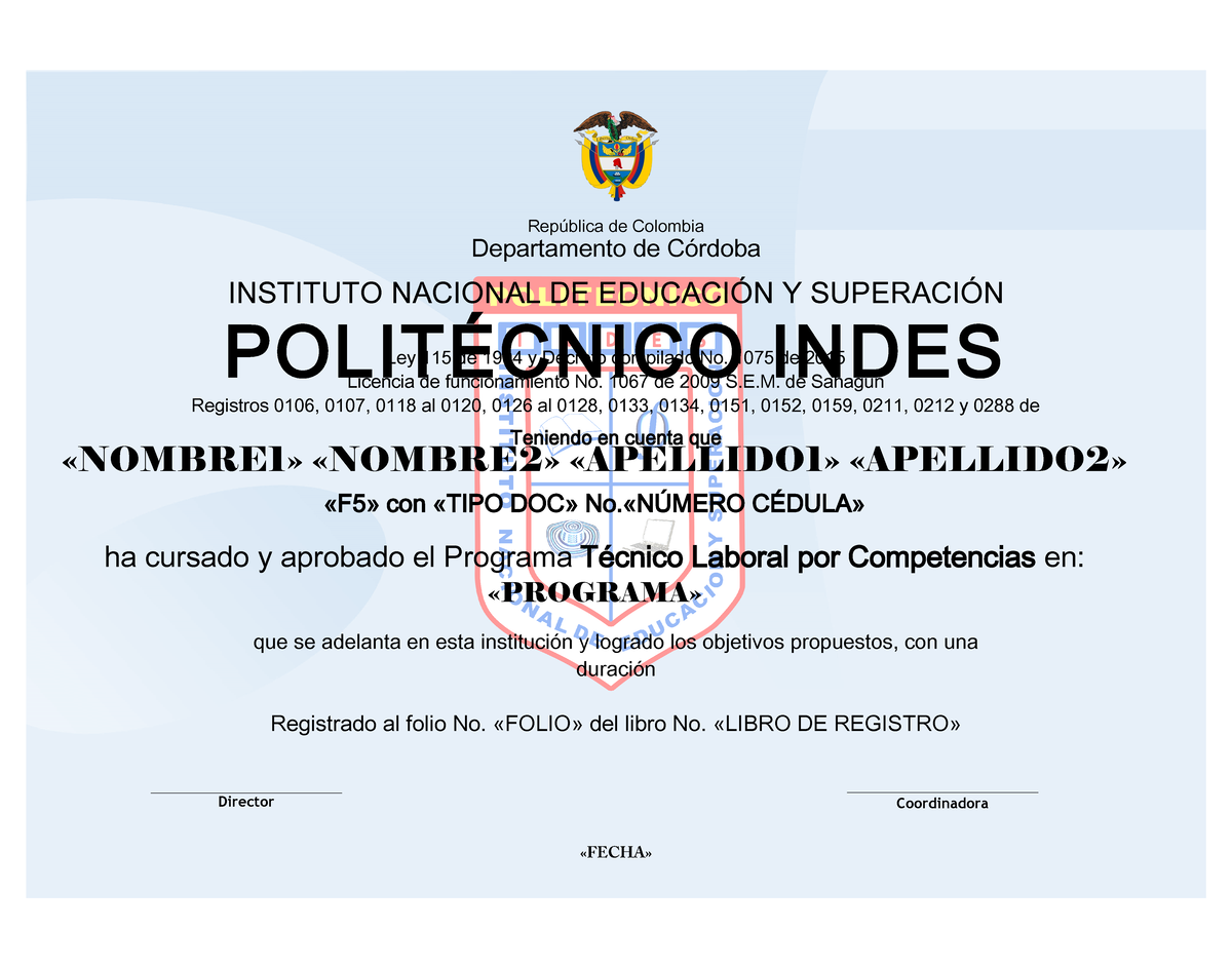 Luuu - VARIOS - República de Colombia Departamento de Córdoba INSTITUTO ...