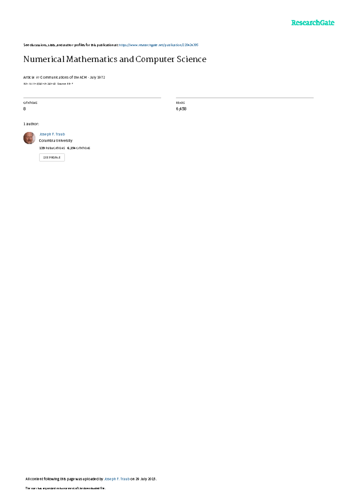 Numerical Mathematics and Computer Science - See discussions, stats, and author profiles for ...