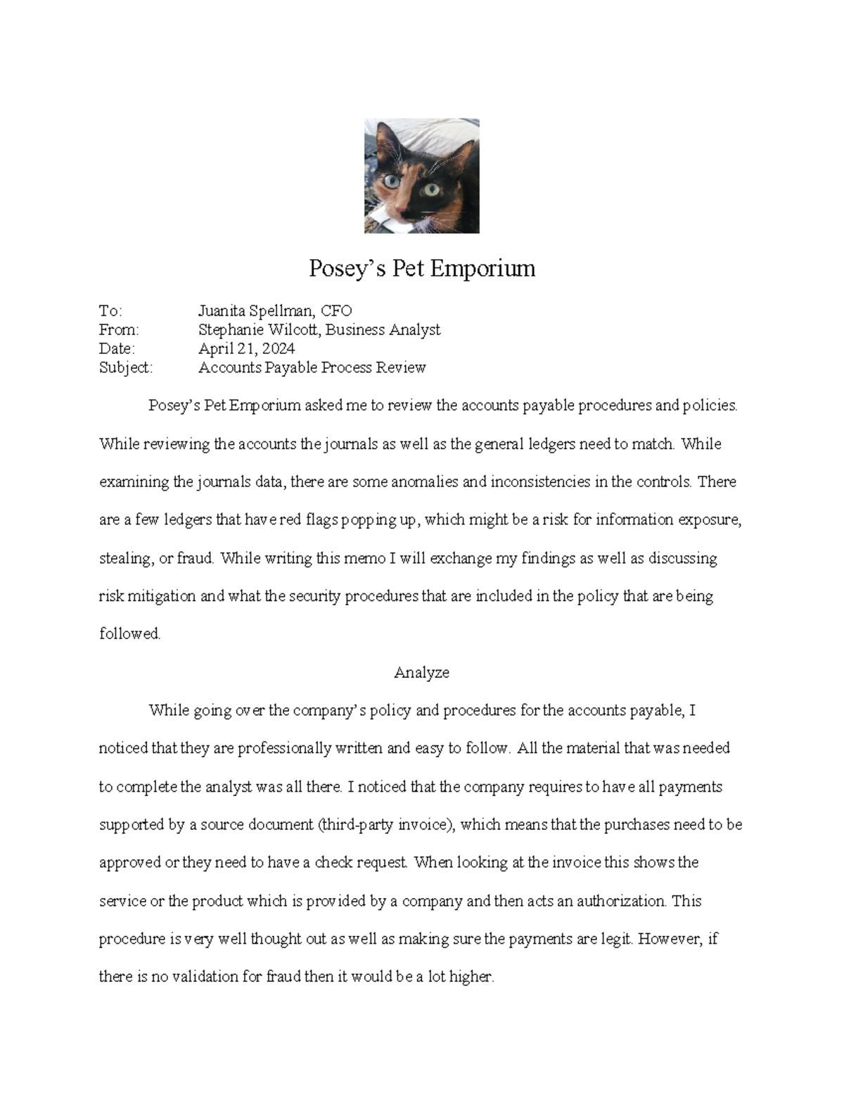 ACC 315 Steophanie Wilcott-Project two - Posey’s Pet Emporium To ...