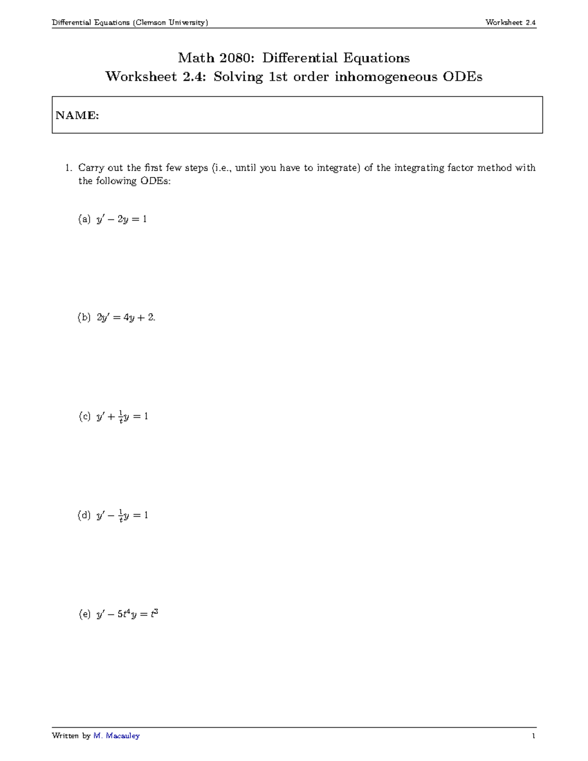 Math2080 worksheet-2-04 - Differential Equations (Clemson University ...