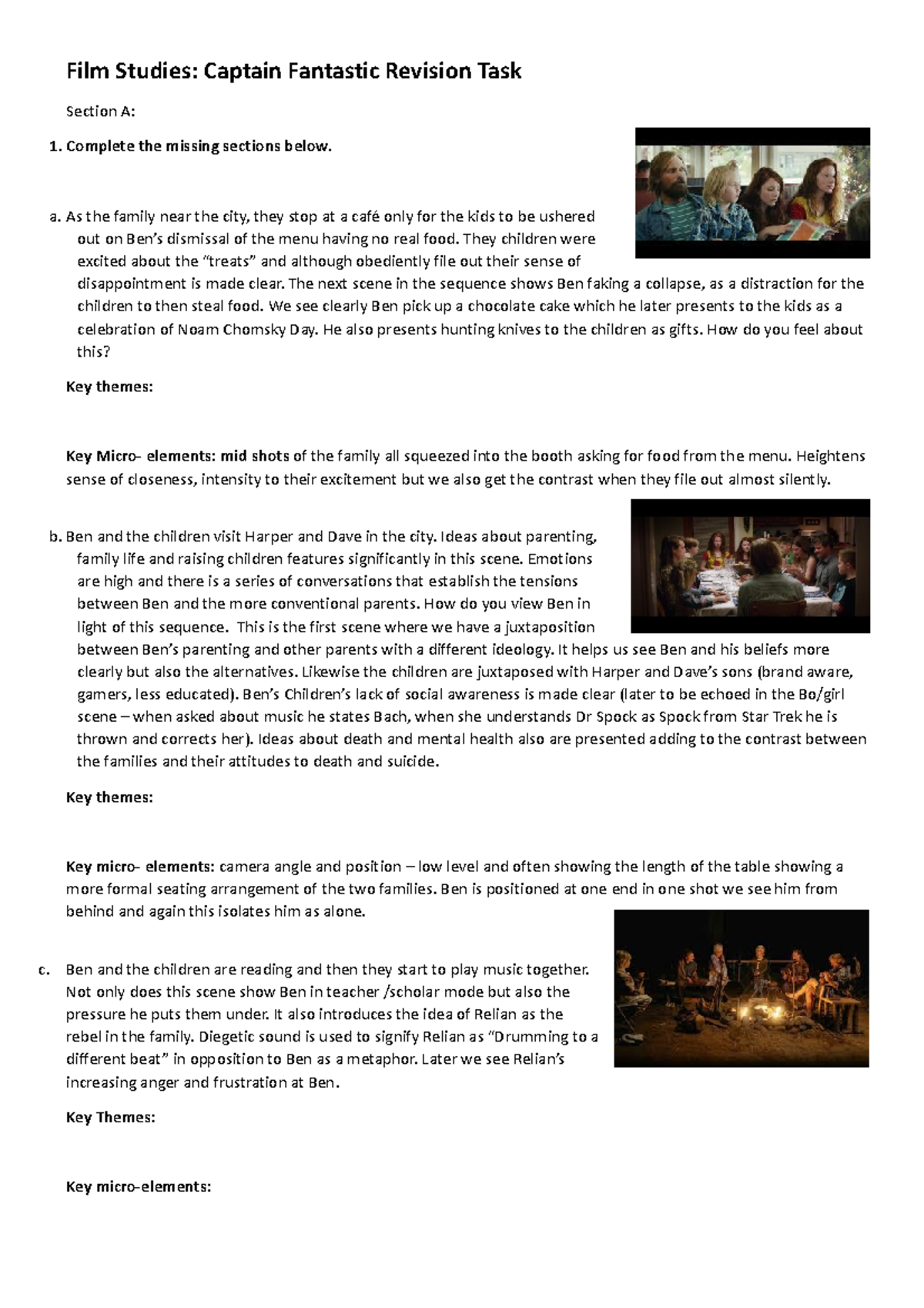 Captain Fantastic - Revision Tasks - Film Studies: Captain Fantastic ...