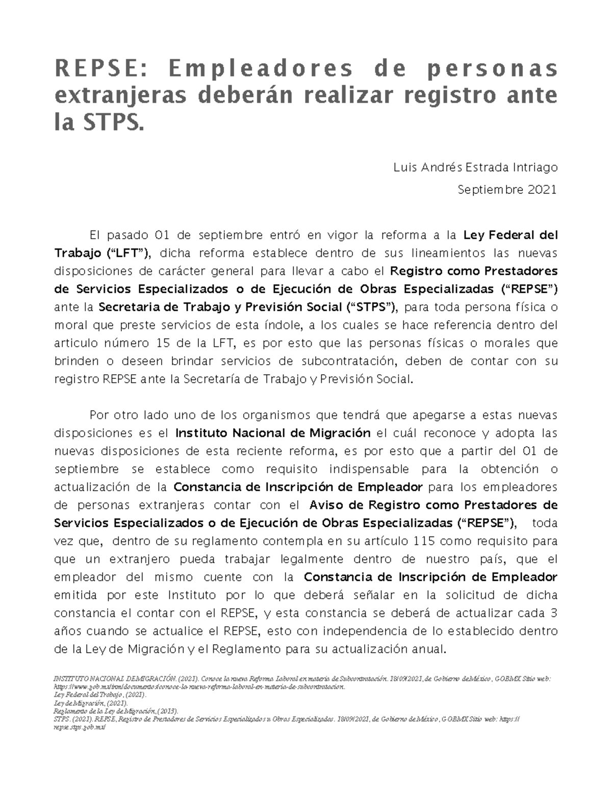 Repse; Empleadores de personas extranjeras deberán realizar registro ...