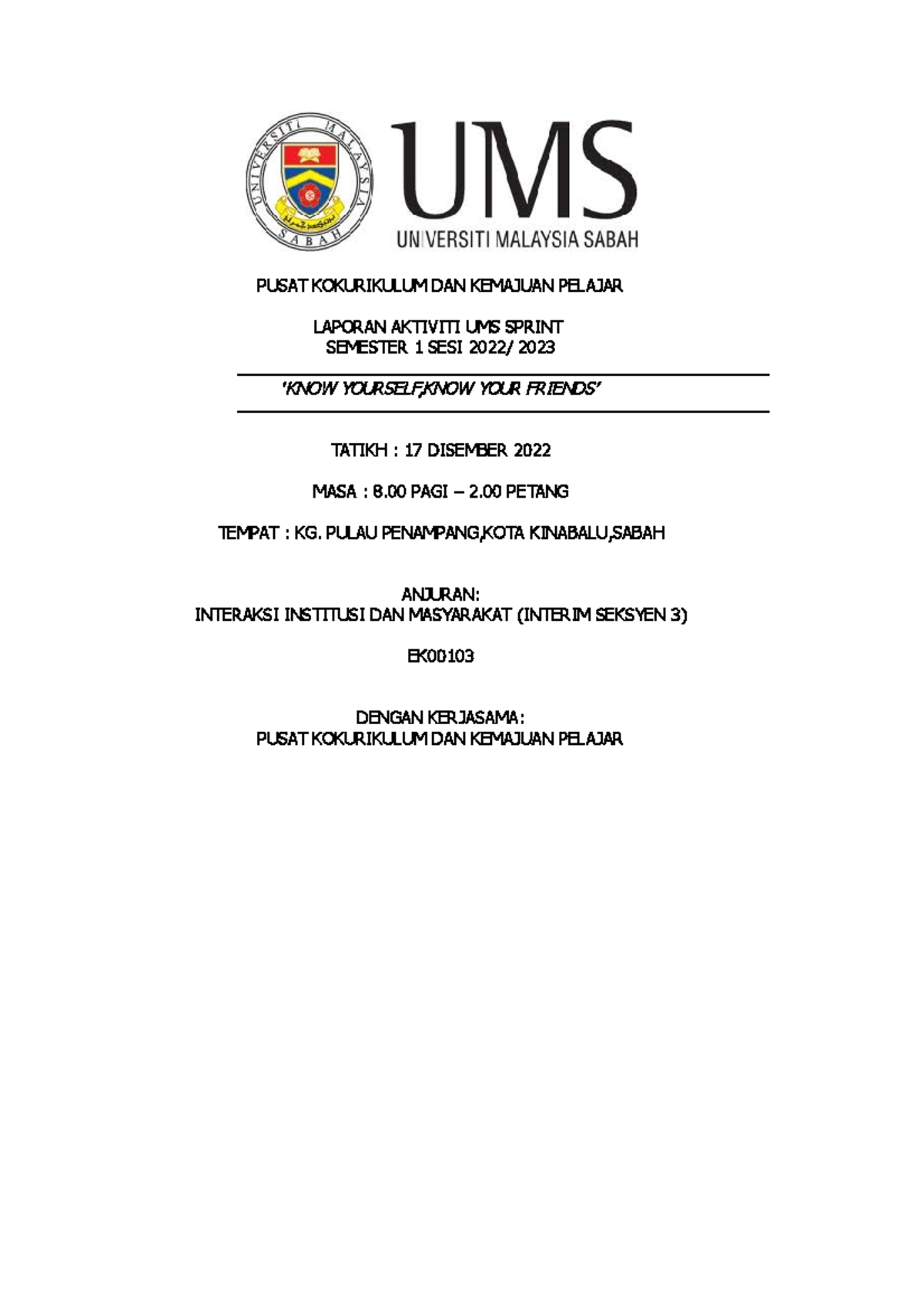 Laporan akhir ums sprint 2022 - PUSAT KOKURIKULUM DAN KEMAJUAN PELAJAR ...