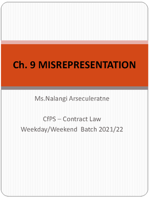 Misrepresentation contract law notes. types of misrepresentation ...