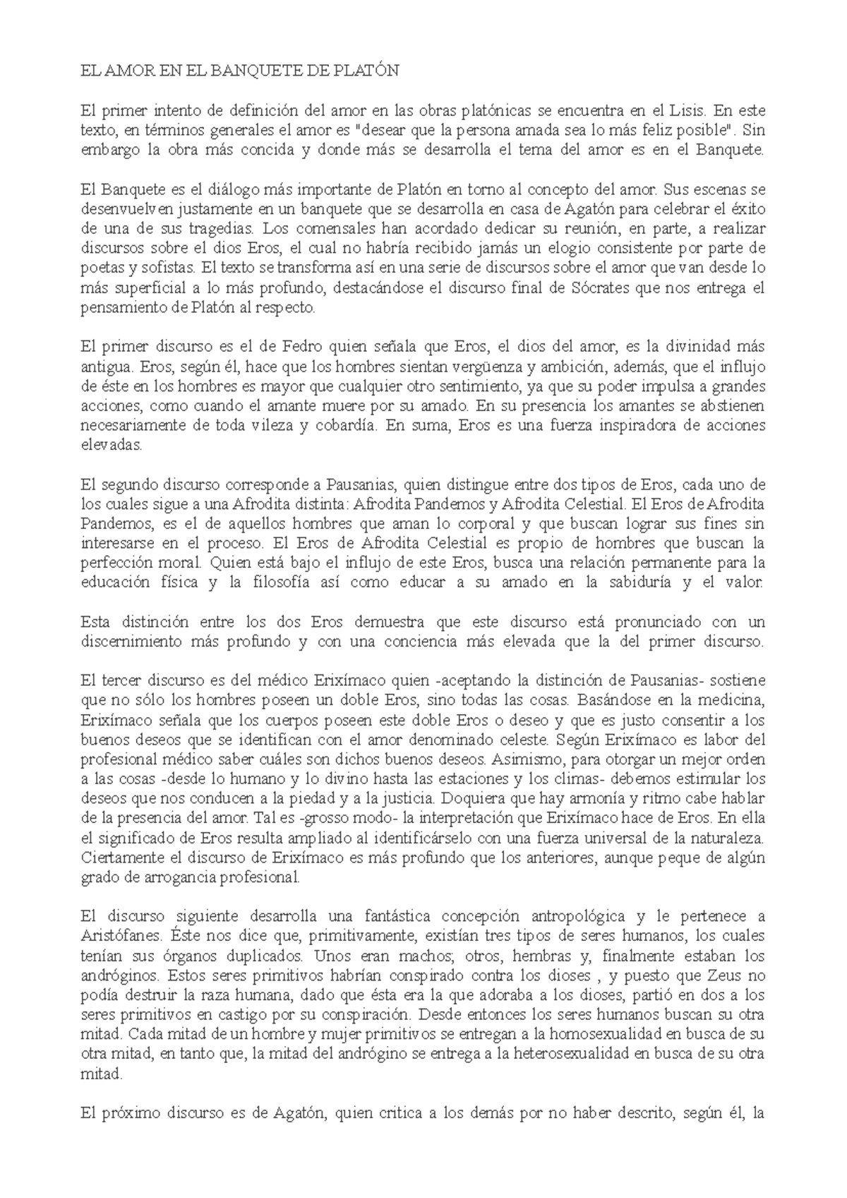 El Banquete - EL AMOR EN EL BANQUETE DE PLATÓN El primer intento de ...