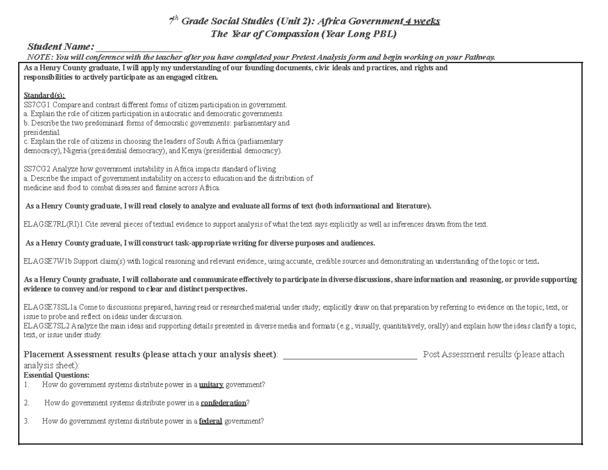 Africa Government - wetwet - 7 th Grade Social Studies (Unit 2): Africa ...