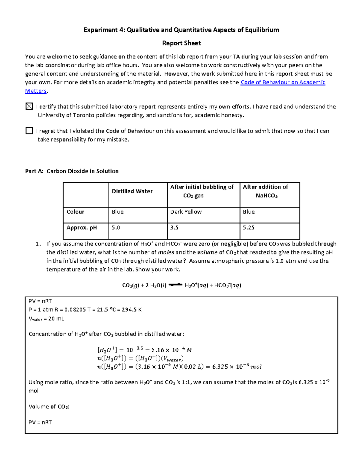 CHM135 Lab 4 Report Sheet - Experiment 4 : Qualitative and Quantitative ...