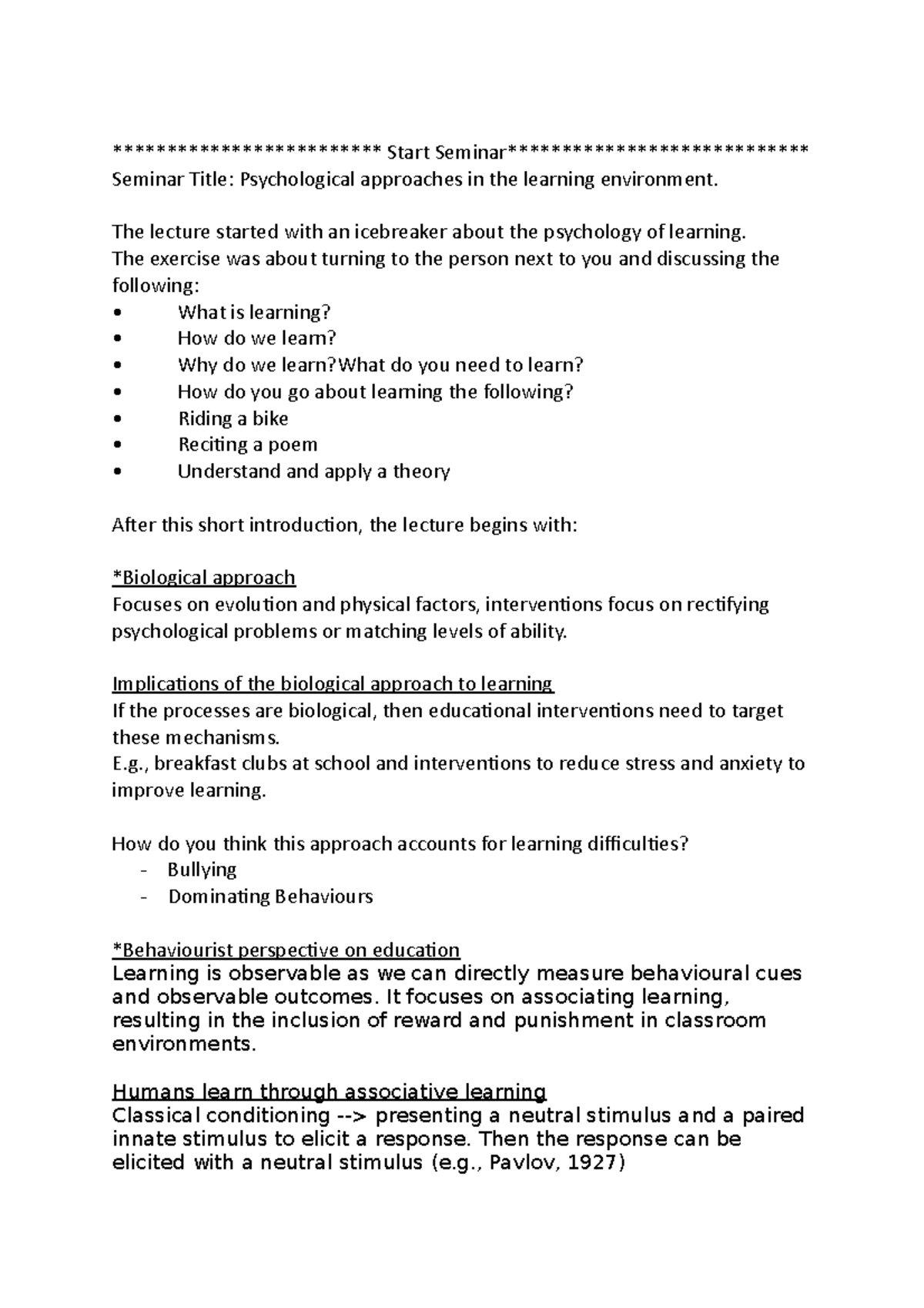 Psychology in Context (Part 1) - ************************* Start ...