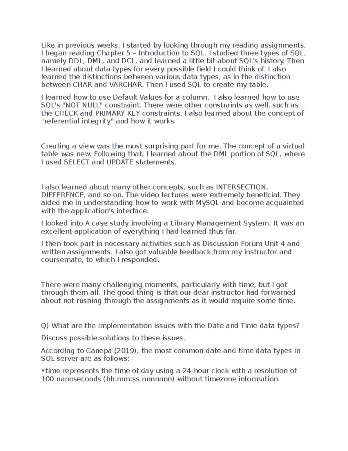 Learning Journal Unit 4 - CS 2203 - UoPeople - Studocu