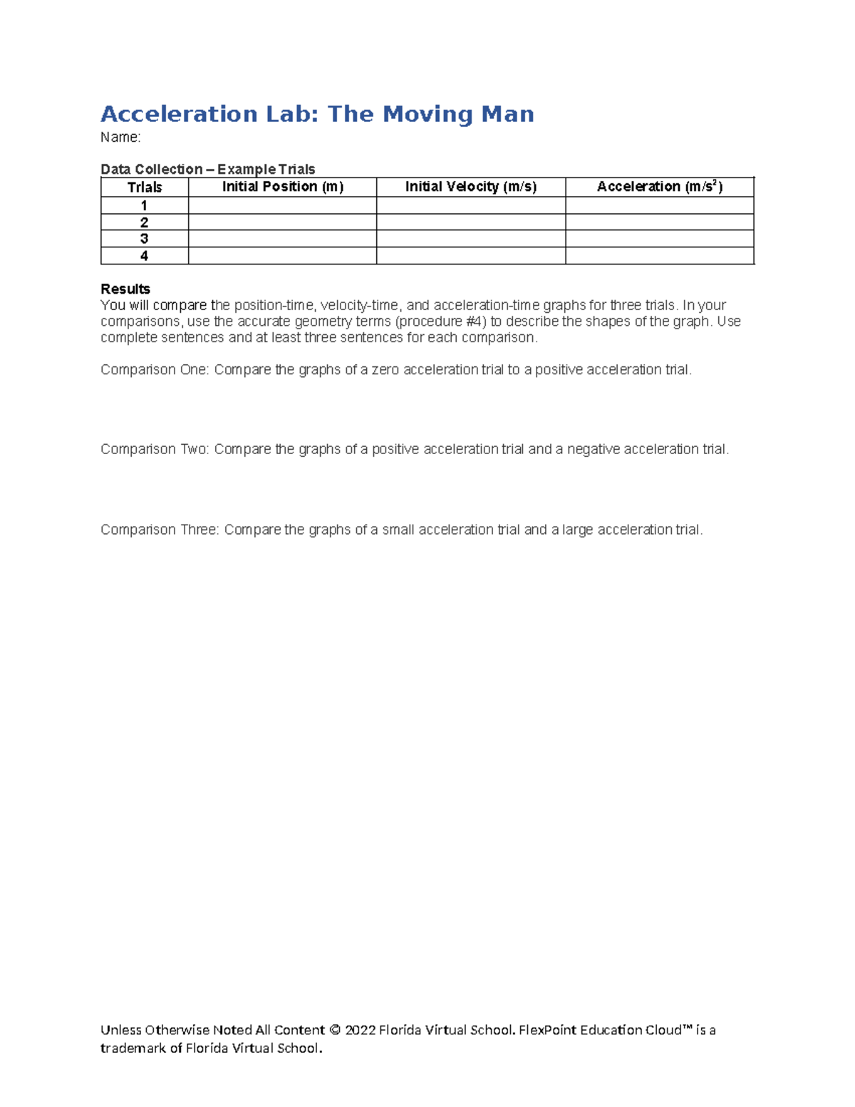 Worksheet 02 03b - tjrd - Acceleration Lab: The Moving Man Name: Data Collection – Example ...