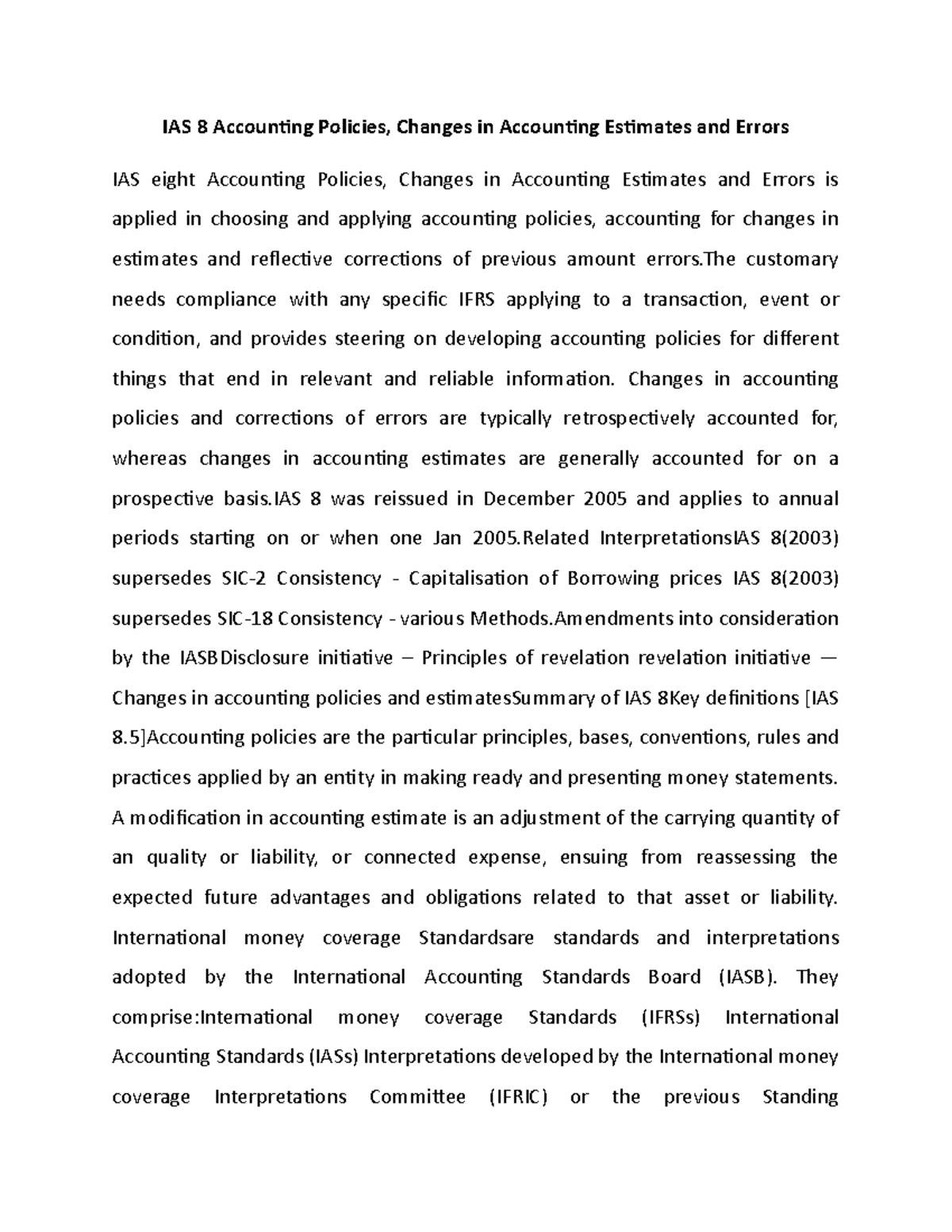 IAS 8 Accounting Policies, Changes in Accounting Estimates and Errors ...