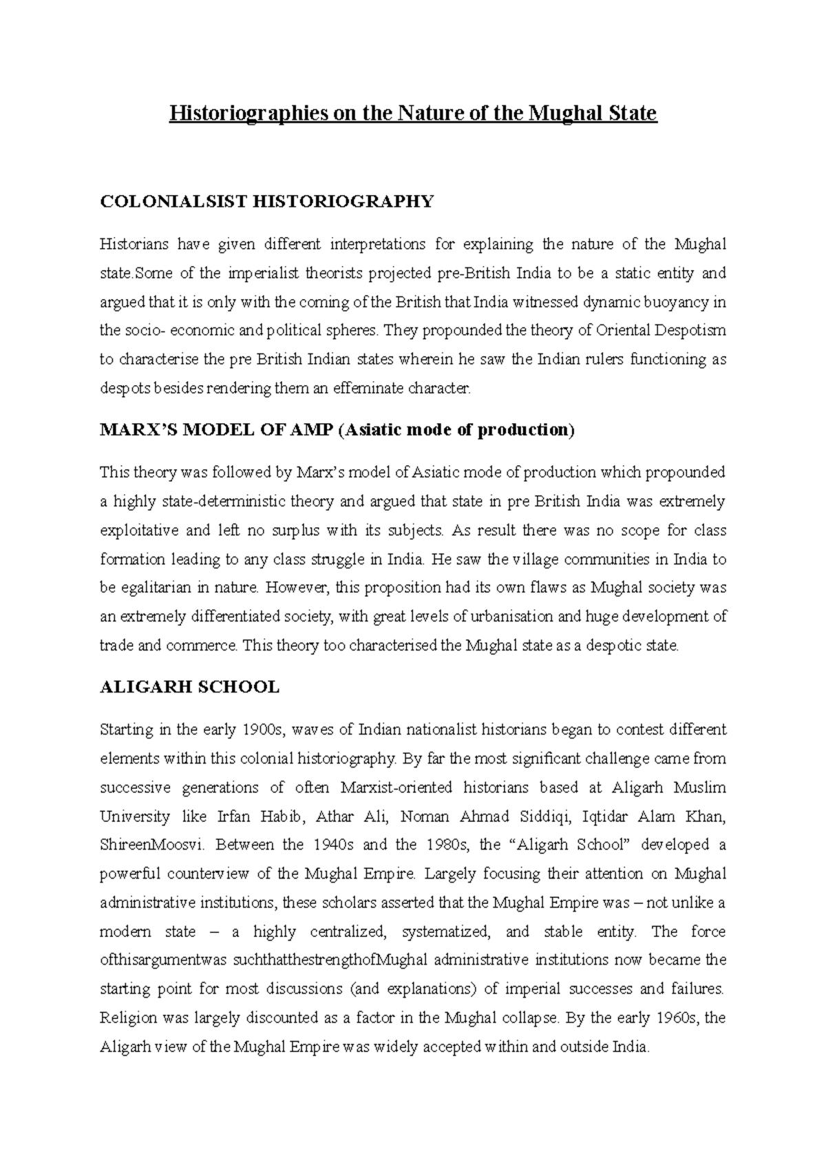 1588137348 Hs(H)-II-Historiographies on the Nature of the Mughal State ...