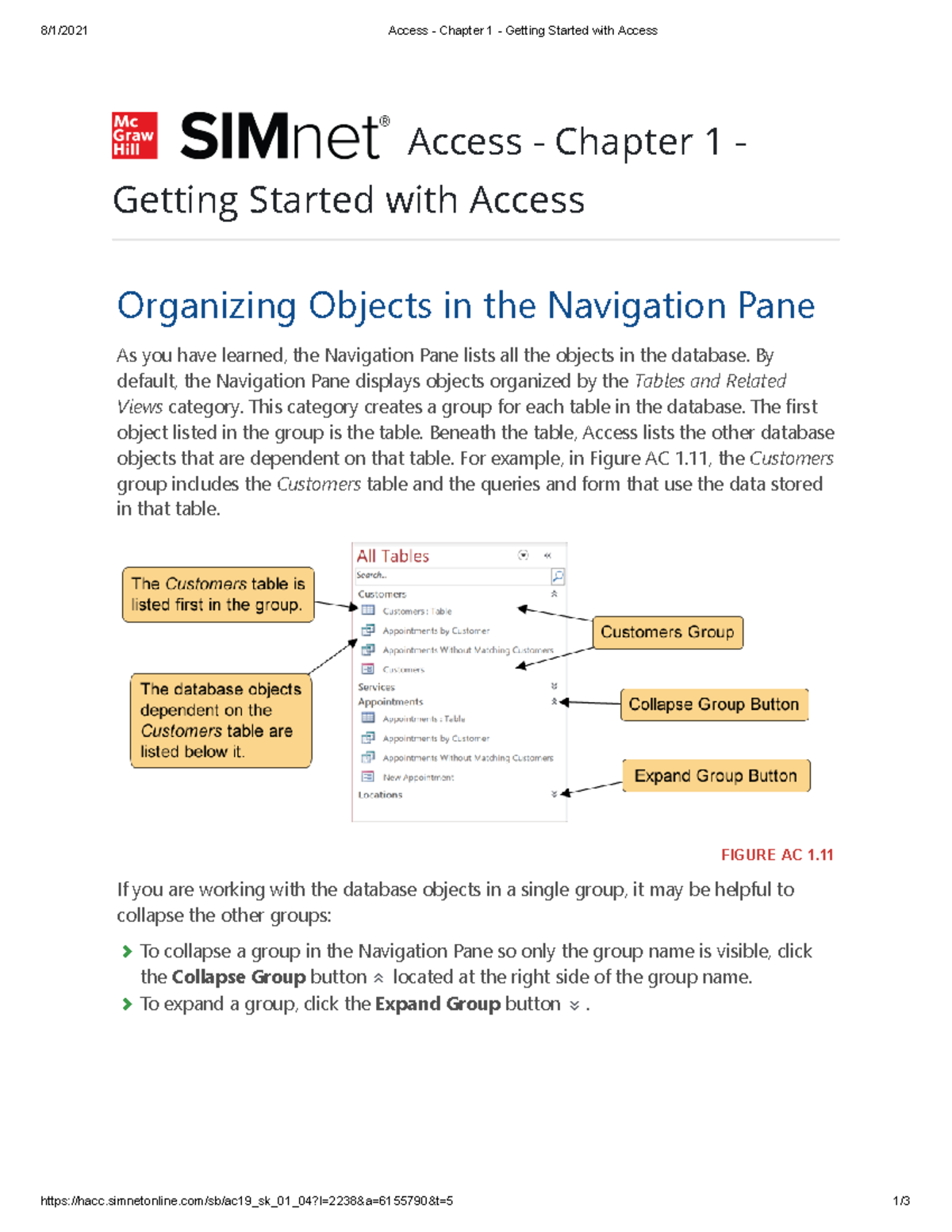 Access - CH 1 organizing objects in the navigation plane - 8/1/2021 Access - Chapter 1 - Getting ...